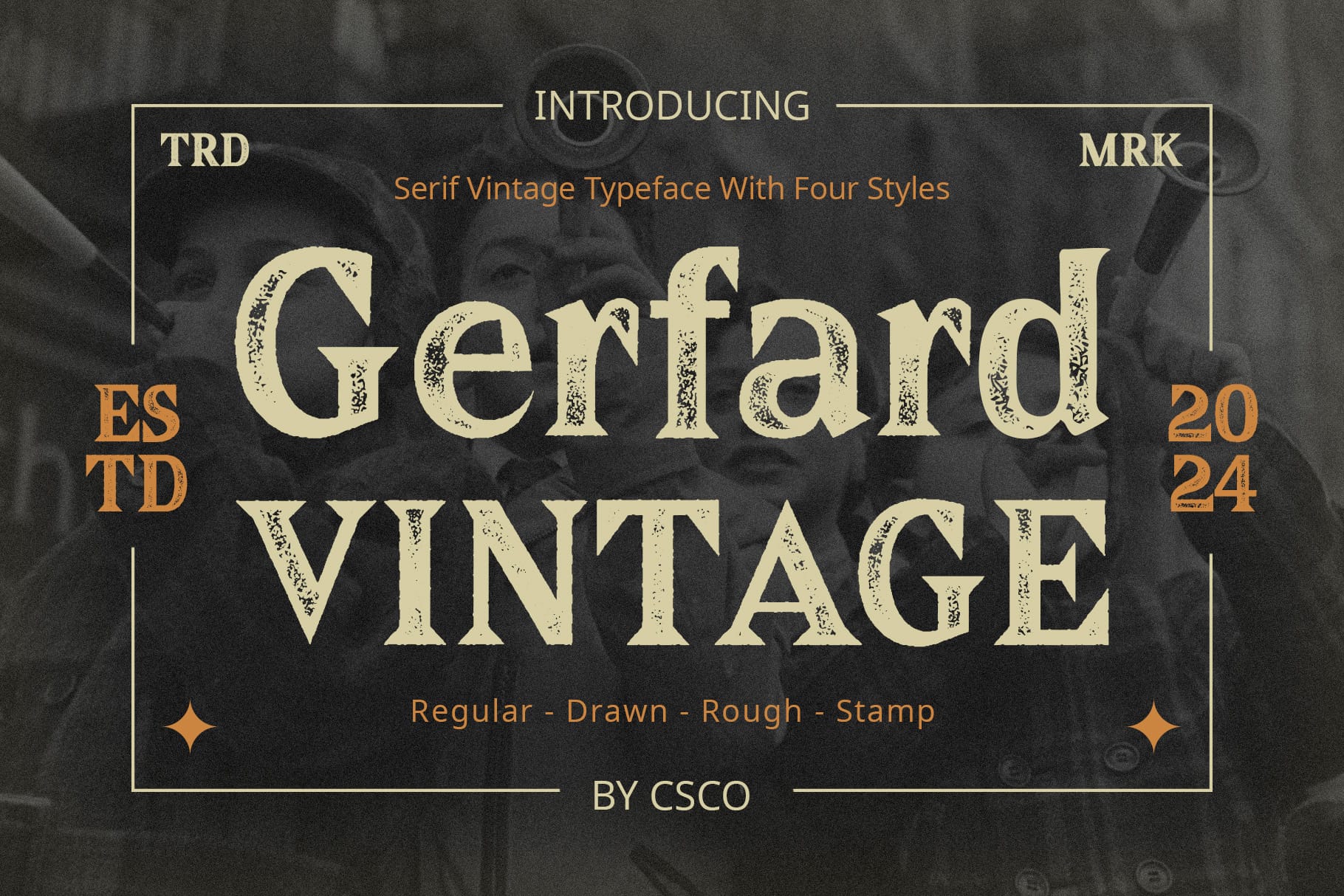 Gerfard Vintage: Serif Font with Vintage Stamp Effect - Craft Supply Co
