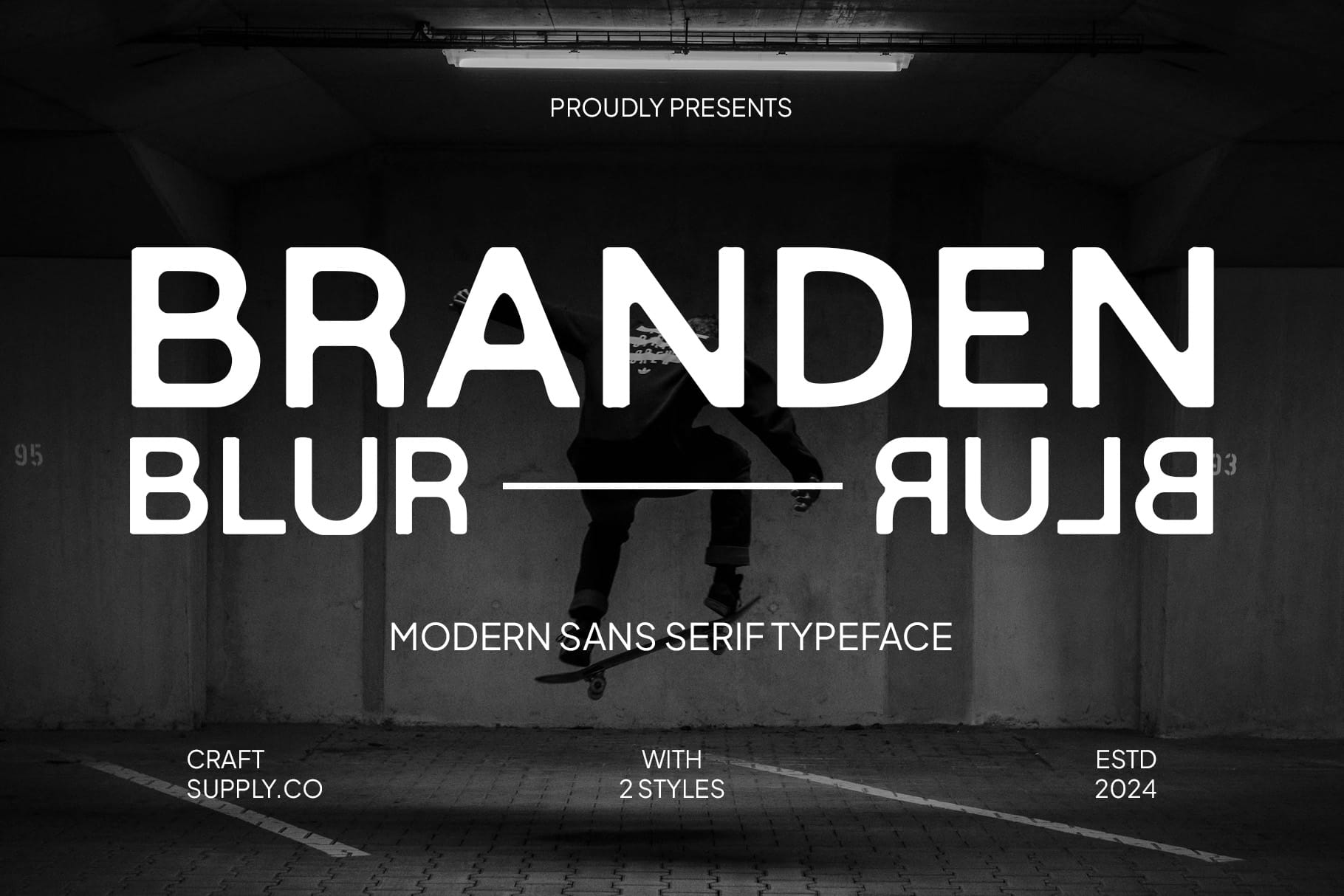 Branden Blur Font: Modern Sans-Serif Font with Blur Effect- Craft Supply Co