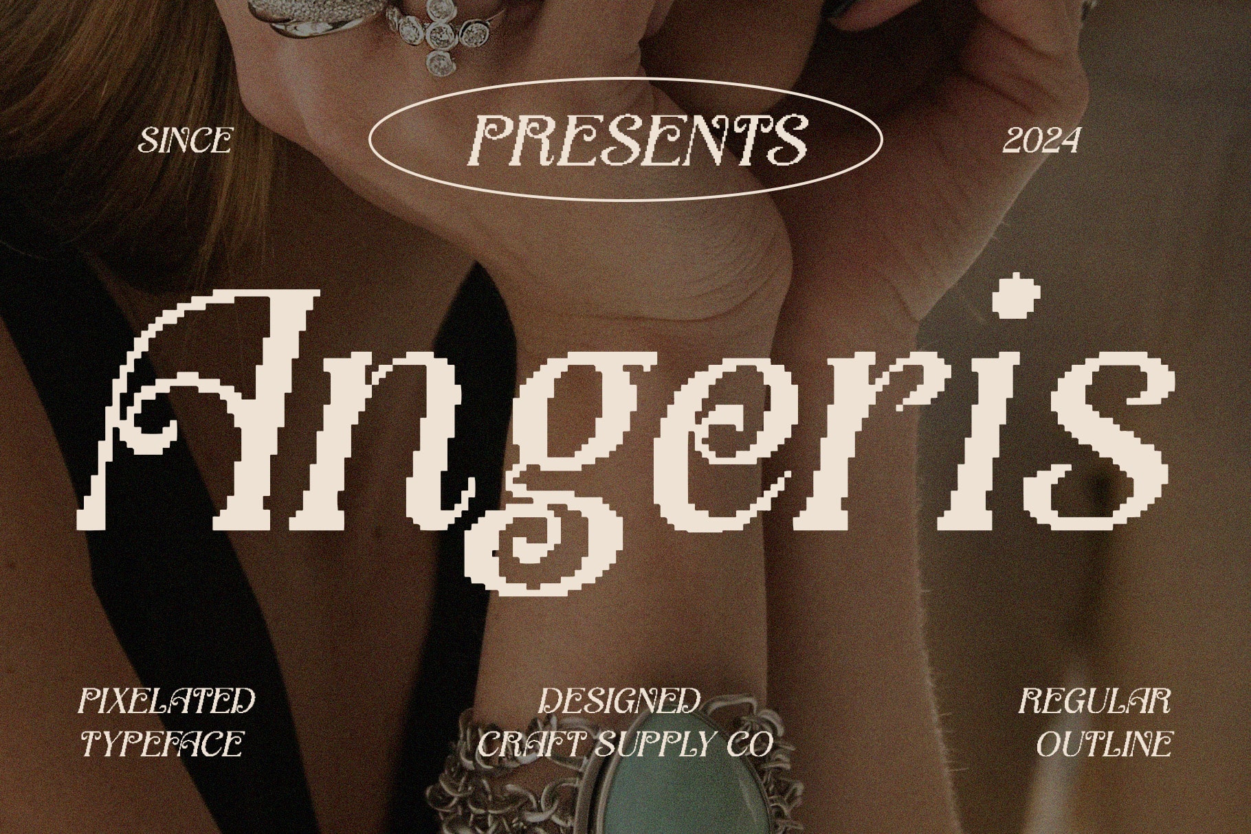 Angeris Pixel: Serif Font with Art Nouveau Style and Pixel Effect - Craft Supply Co