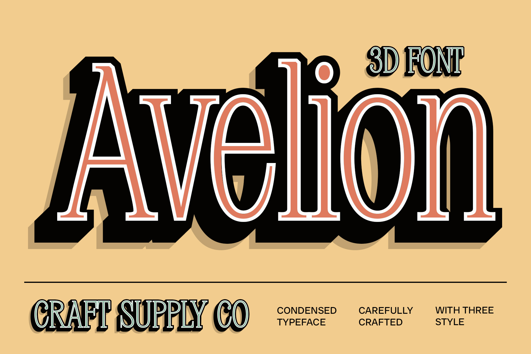 Avelion 3D Font: Modern Condensed Serif Font - Craft Supply Co
