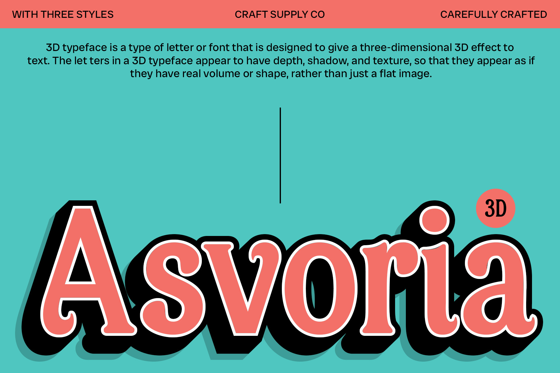 Asvoria 3D Font: Serif Font with Retro and Beauty Effects - Craft Supply Co