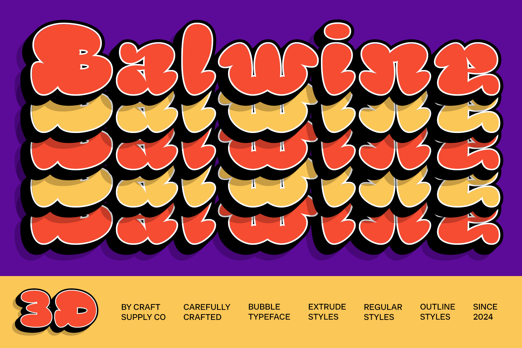 Balwine 3D Font: Playful Bubble Display Font - Craft Supply Co
