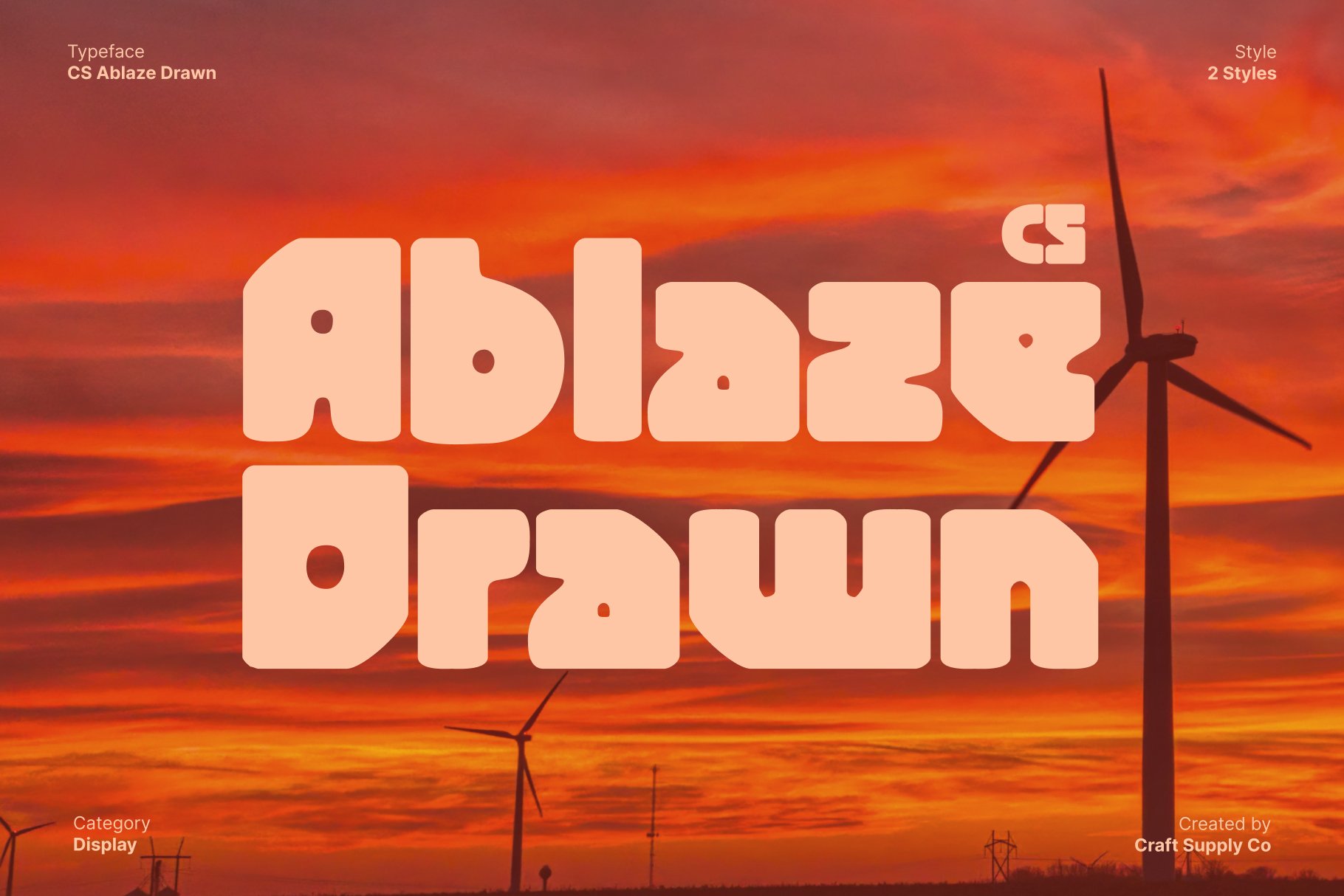 CS Ablaze Drawn – Brutalist Industrial Display Font
