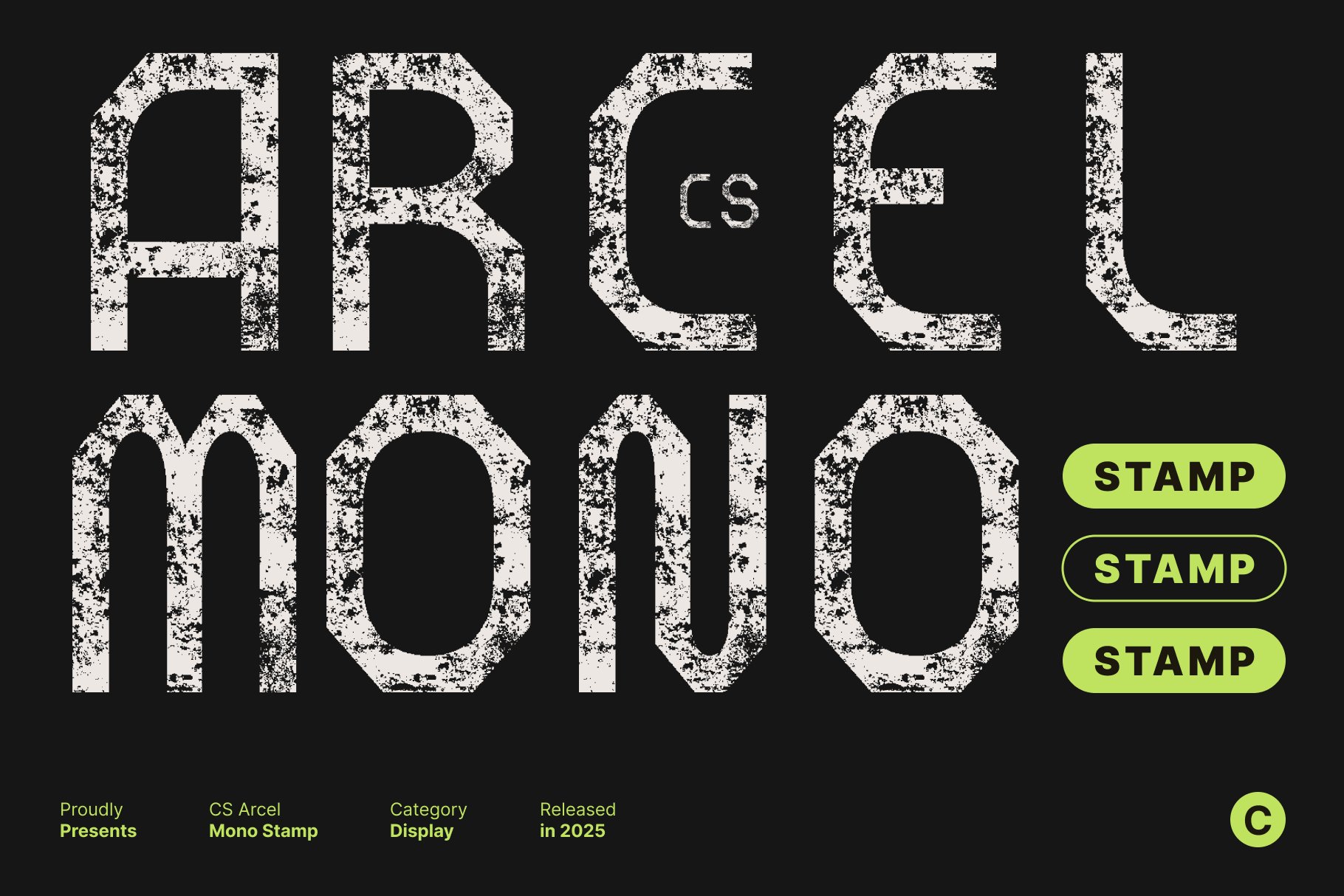 CS Arcel Mono Stamp – Monospaced Serif with Industrial Style