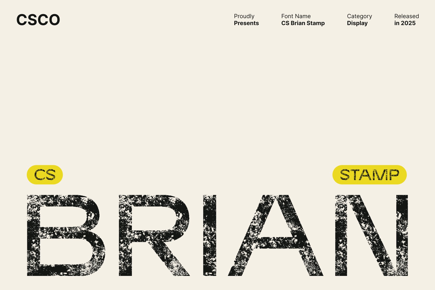 CS Brian Stamp – Modern Sans Font with Expressive Stamp