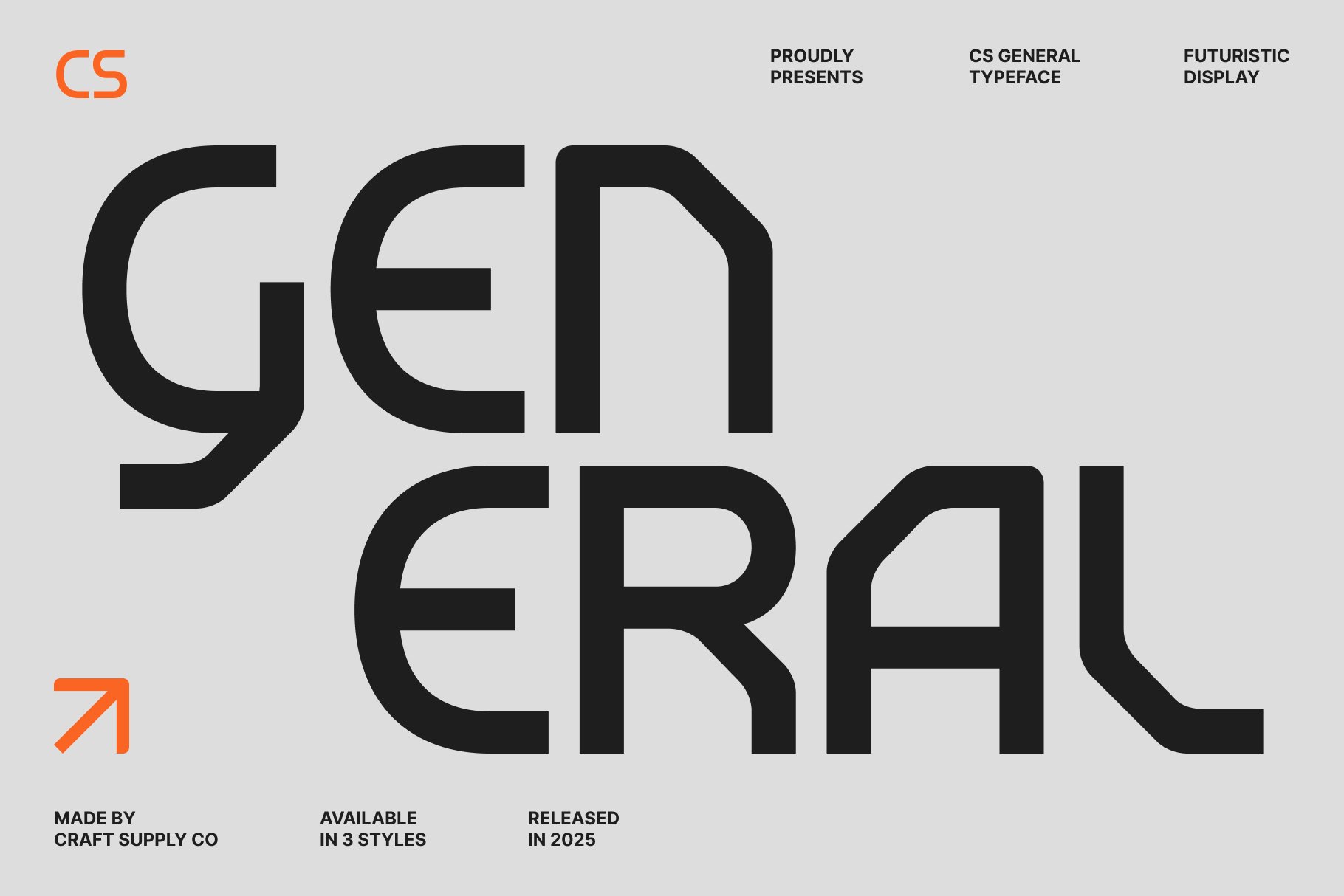 CS General – Futuristic Techno Font with Sharp Geometric Style