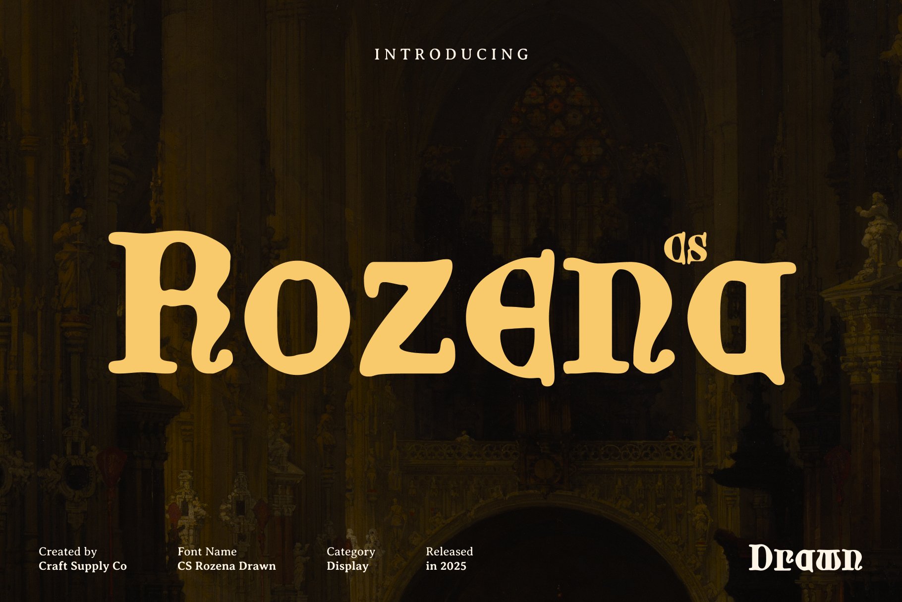 CS Rozena Drawn – Classic Uncial Display with Drawn Character
