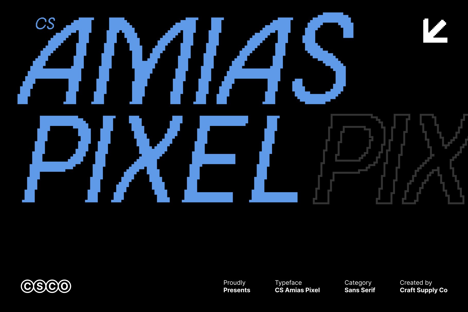 CS Amias Pixel – Minimalist Sans Serif Font in Retro 8-Bit Style