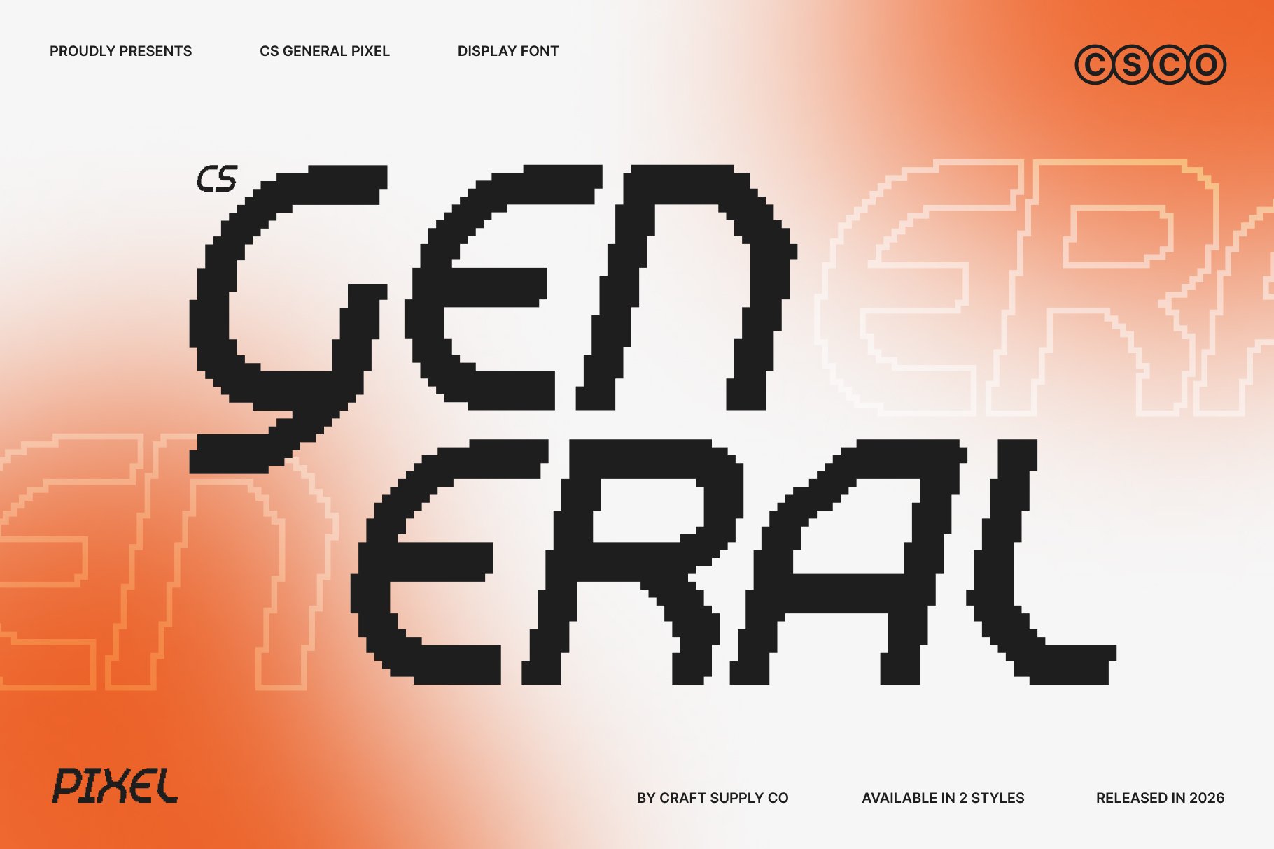 CS General Pixel – Futuristic Techno Pixel Font for Digital Design