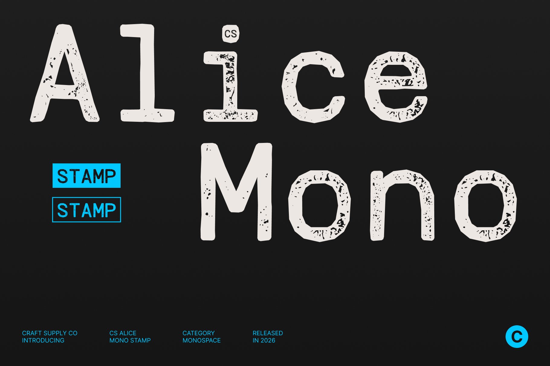 CS Alice Mono Stamp – Vintage Monospaced Sans Serif