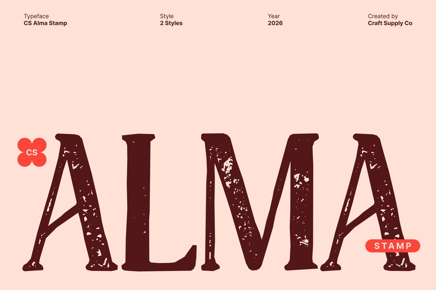 CS Alma Stamp: Condensed Modern Serif with Stamp Texture - Craft Supply Co
