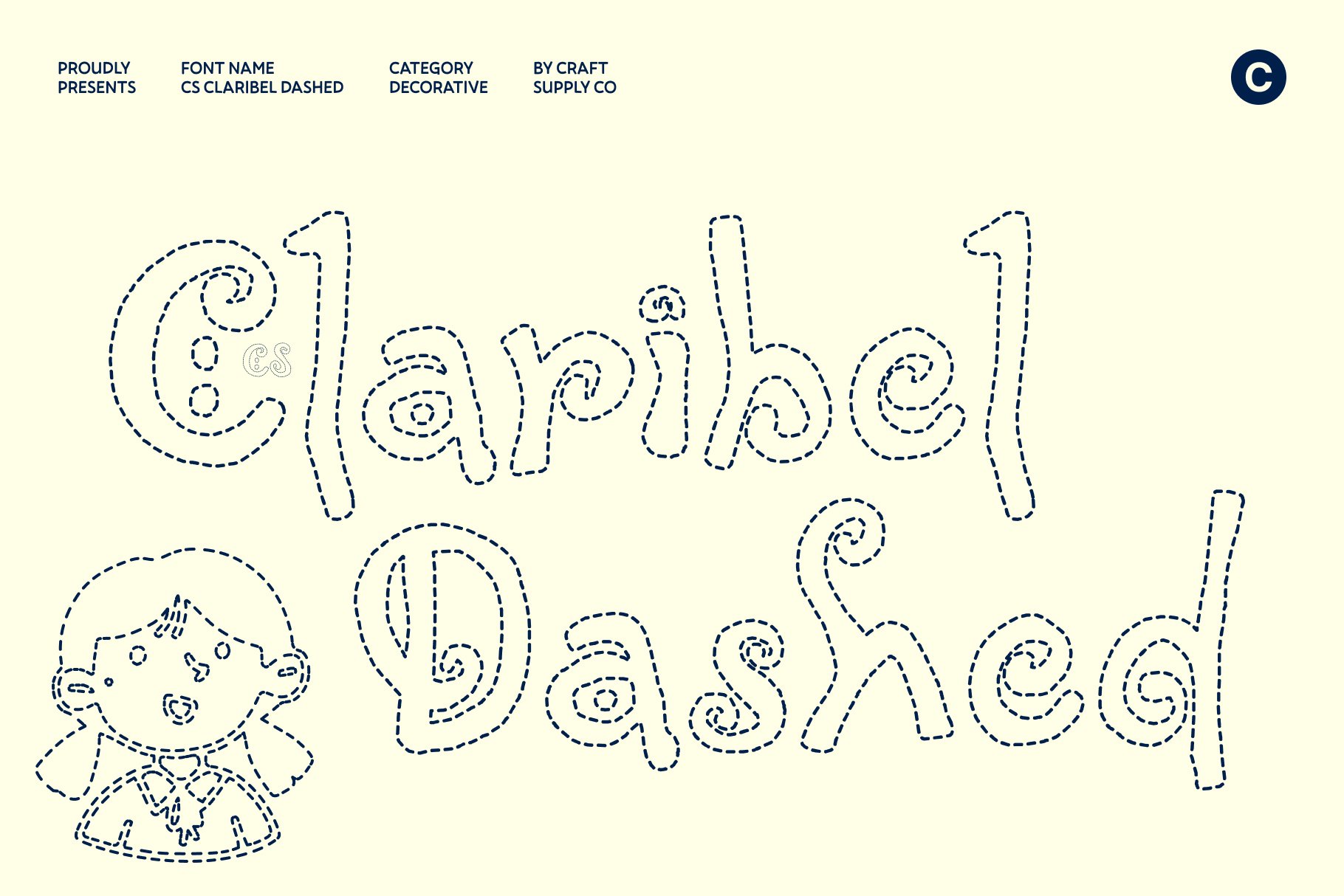 CS Claribel Dashed: Whimsical Fantasy Decorative Display Font - Craft ...