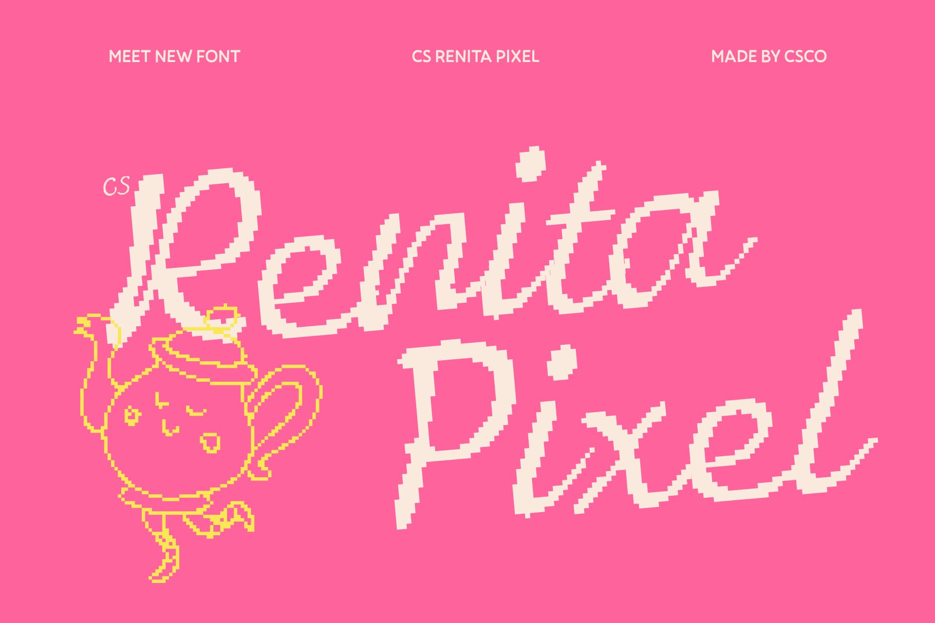 CS Renita Pixel – Elegant Script Font with Pixel Charm