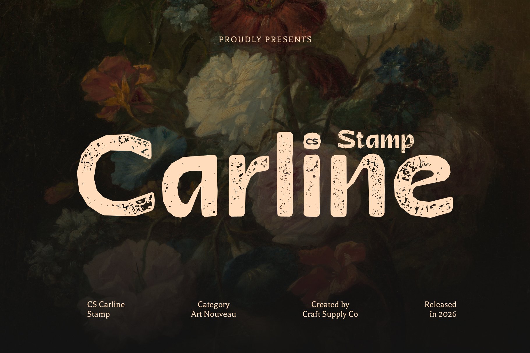 CS Carline Stamp: Art Nouveau Font with Vintage Stamp Texture - Craft ...