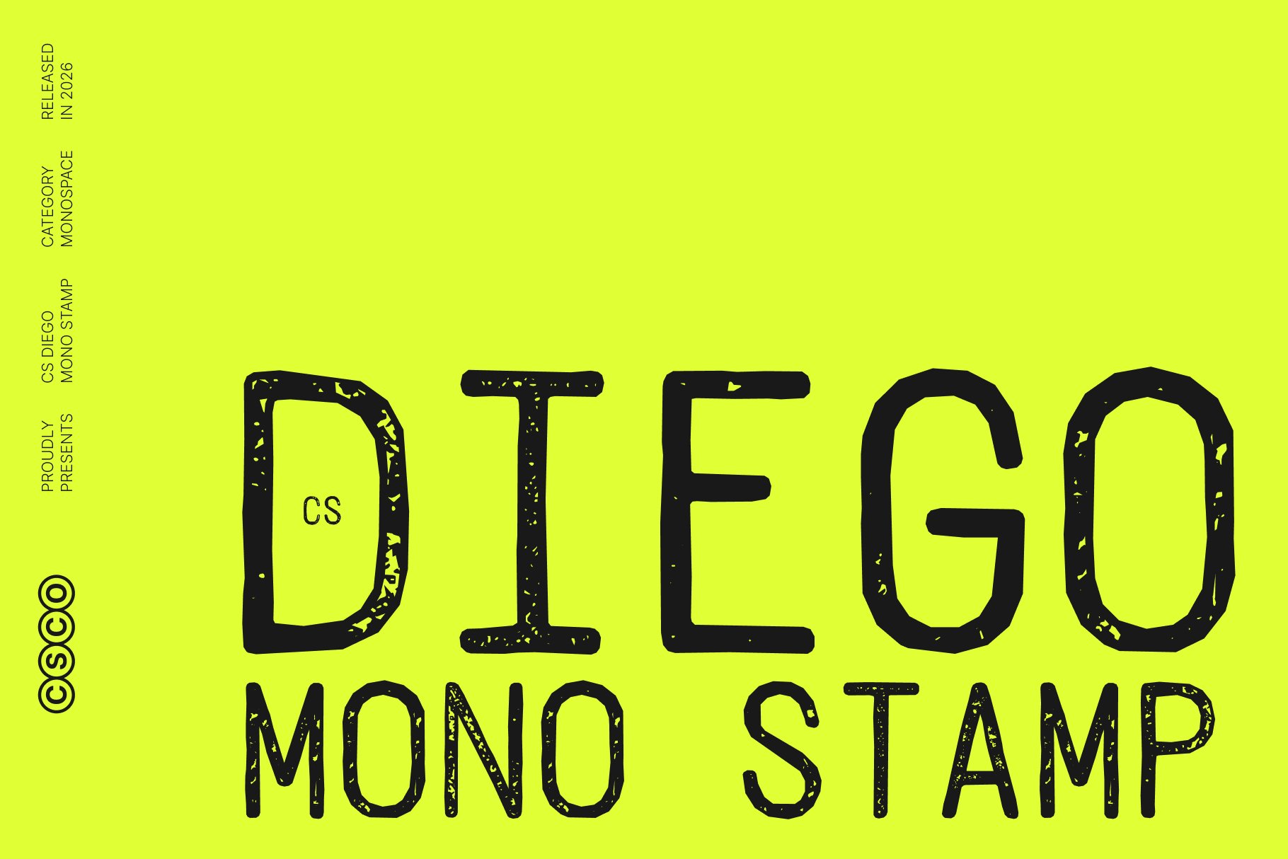 CS Diego Mono Stamp: Monospace Sans with Vintage Texture - Craft Supply Co