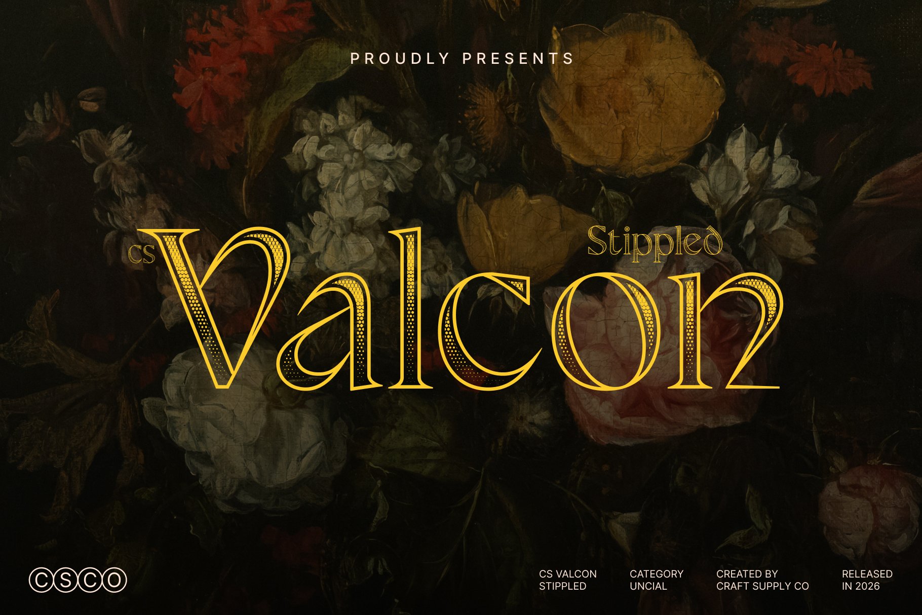 CS Valcon Stippled: Uncial Font with Stippled Texture - Craft Supply Co