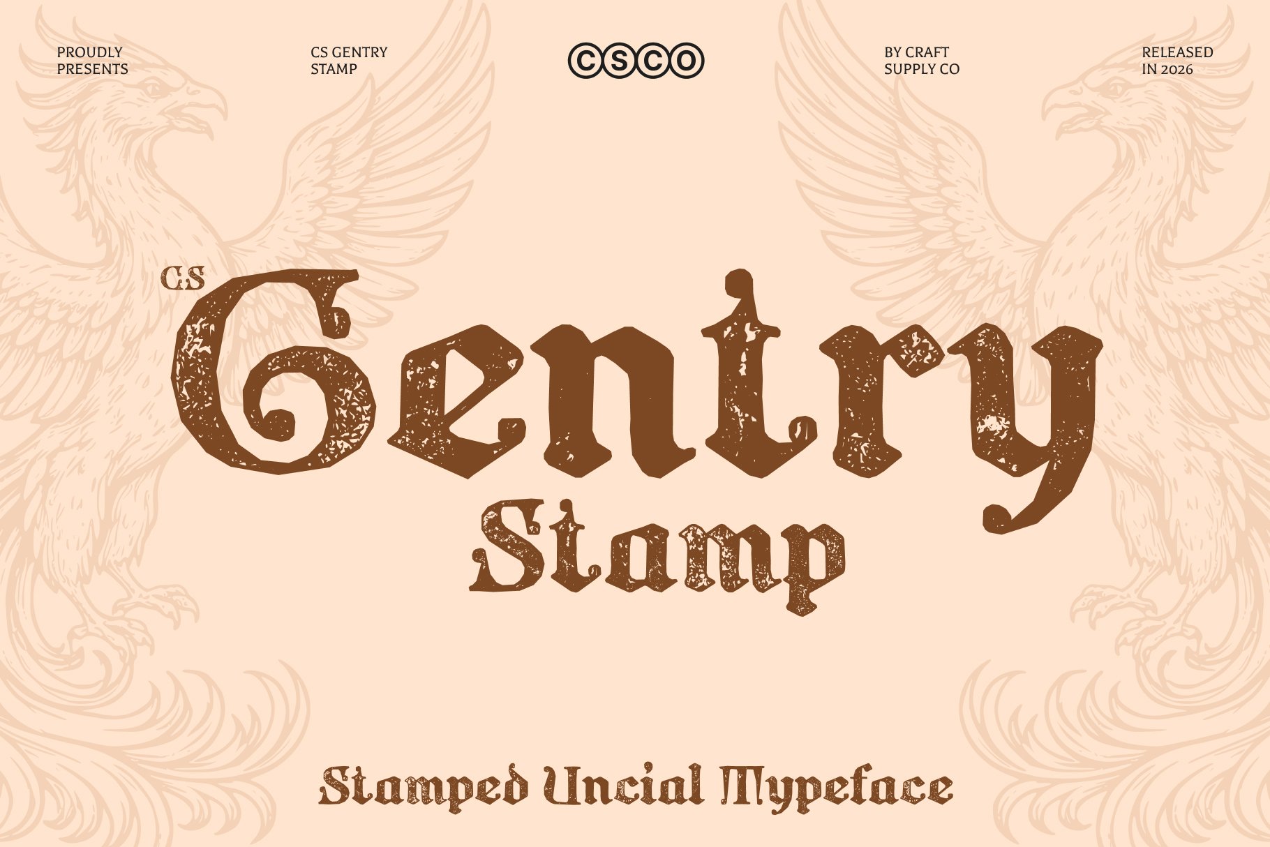 CS Gentry Stamp: Gothic Uncial Font with Industrial Grit - Craft Supply Co