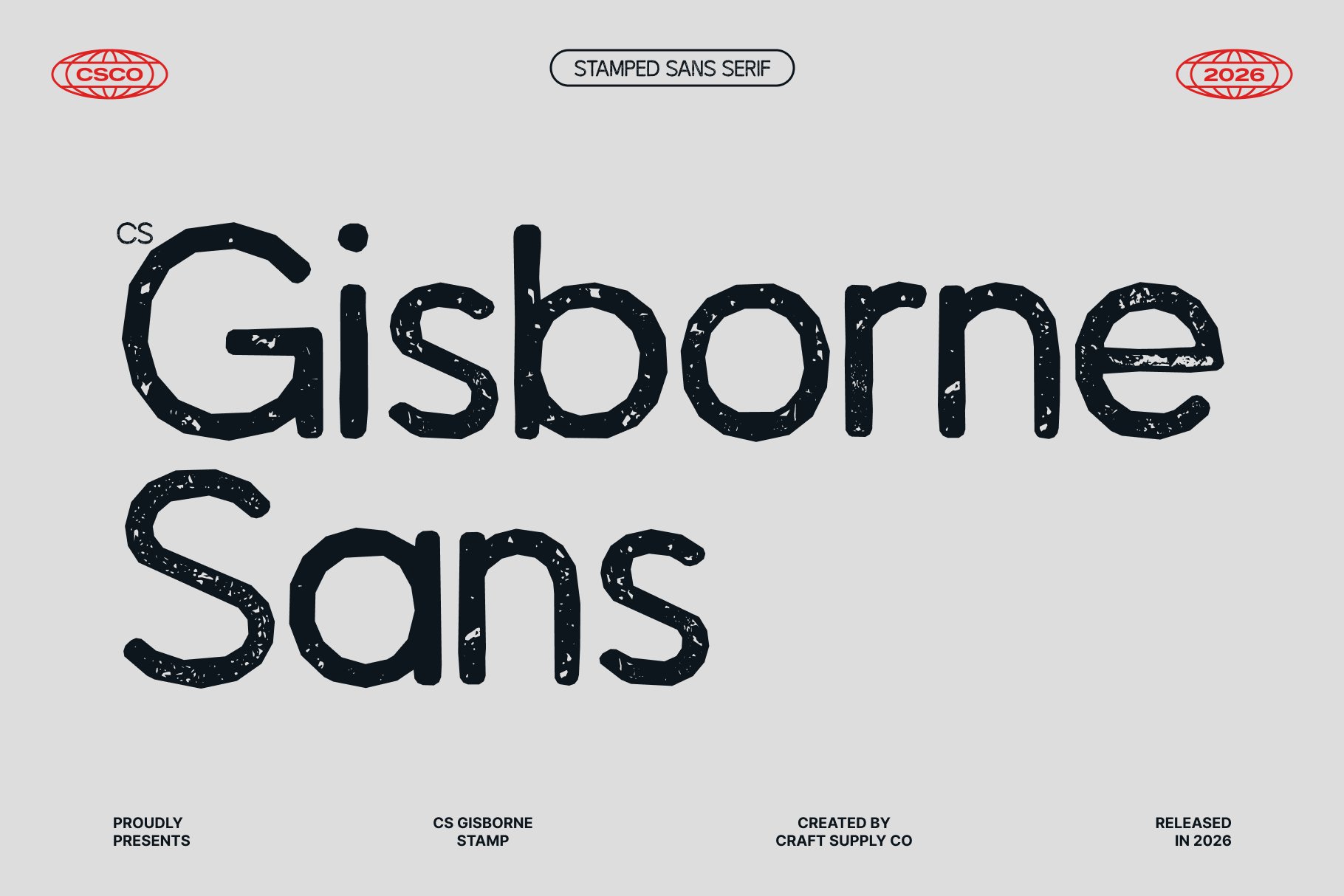 CS Gisborne Stamp: Sans Serif with Vintage Texture - Craft Supply Co