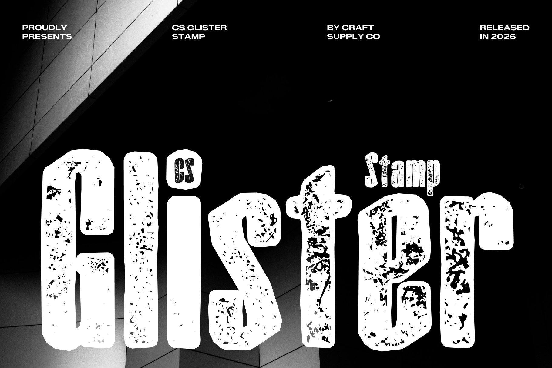CS Glister Stamp: Bold Condensed Font with Vintage Texture - Craft ...