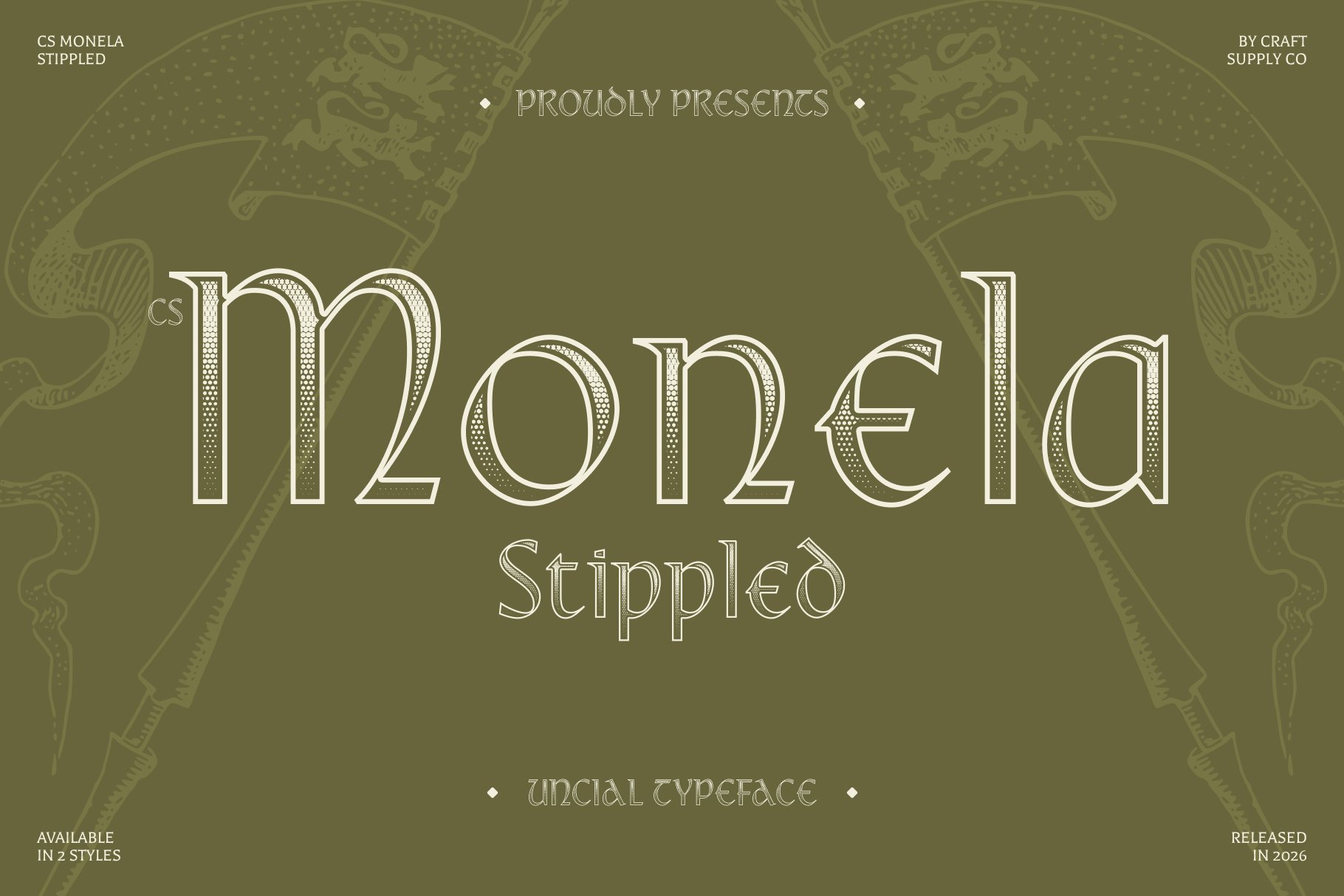 CS Monela Stippled: Uncial Medieval Font- Craft Supply Co