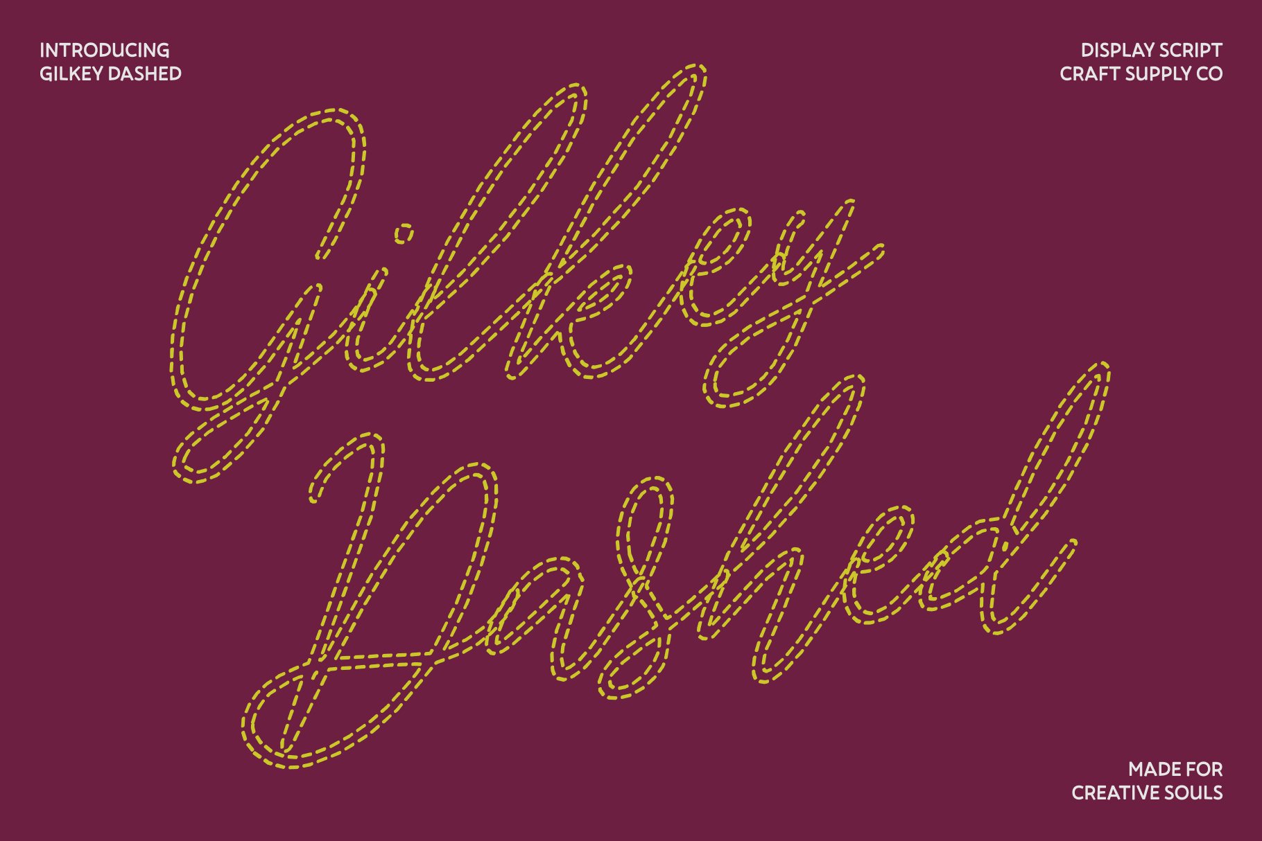 Gilkey Dashed: Elegant Monoline Script Font - Craft Supply Co